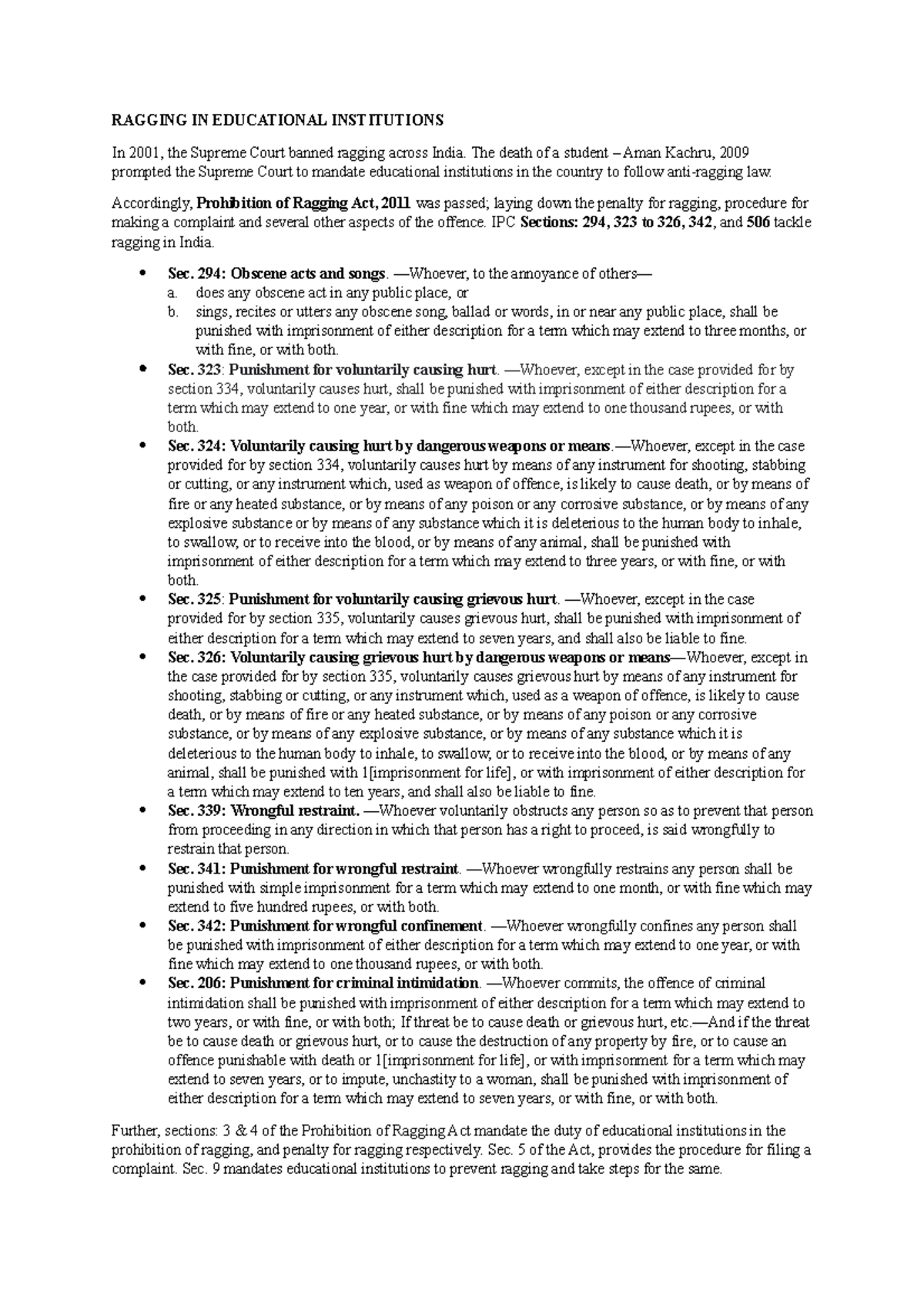 Ragging IN Educational Institutions - RAGGING IN EDUCATIONAL ...