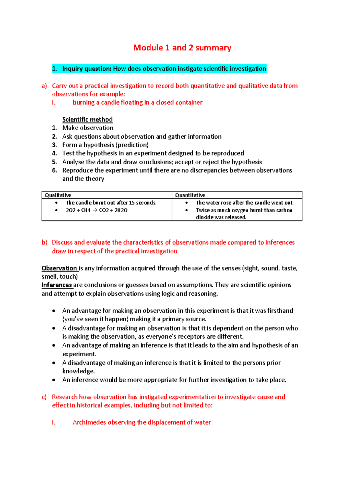 Prelim summary preview - Module 1 and 2 summary 1. Inquiry question ...
