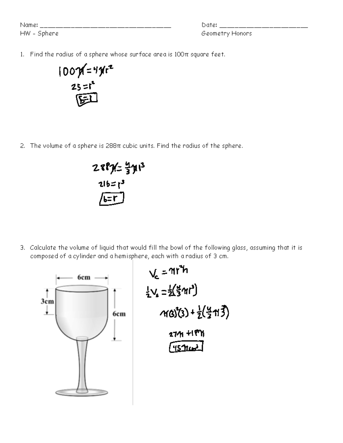 6.15 HW Sphere - 3D unit and Areas - Name ...