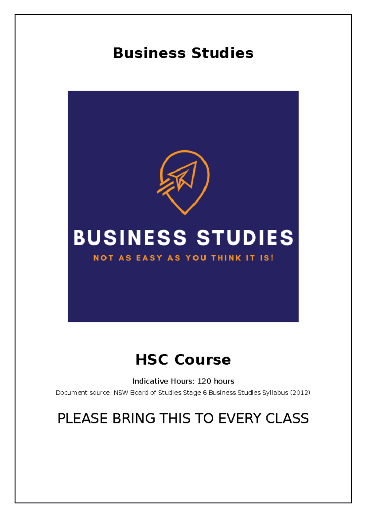 Business Studies Note-Taking Template - Business Studies HSC Course ...