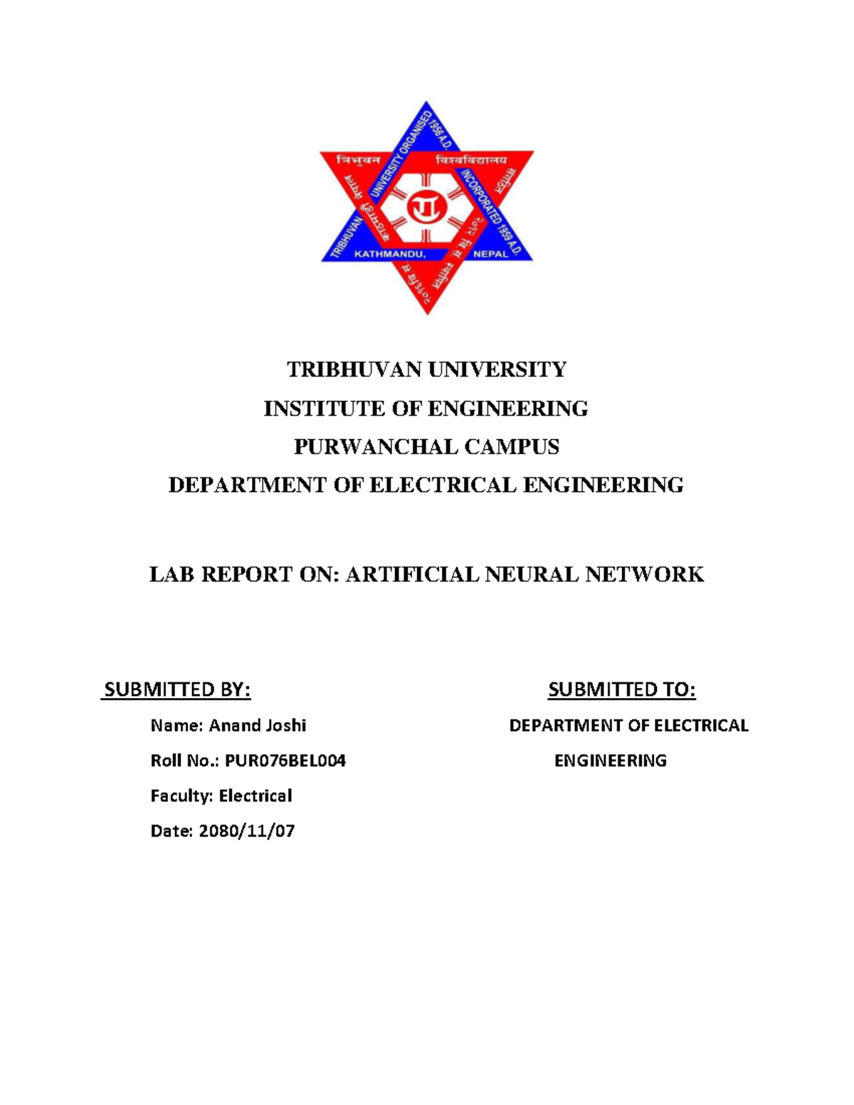 Lab - TRIBHUVAN UNIVERSITY INSTITUTE OF ENGINEERING PURWANCHAL CAMPUS ...