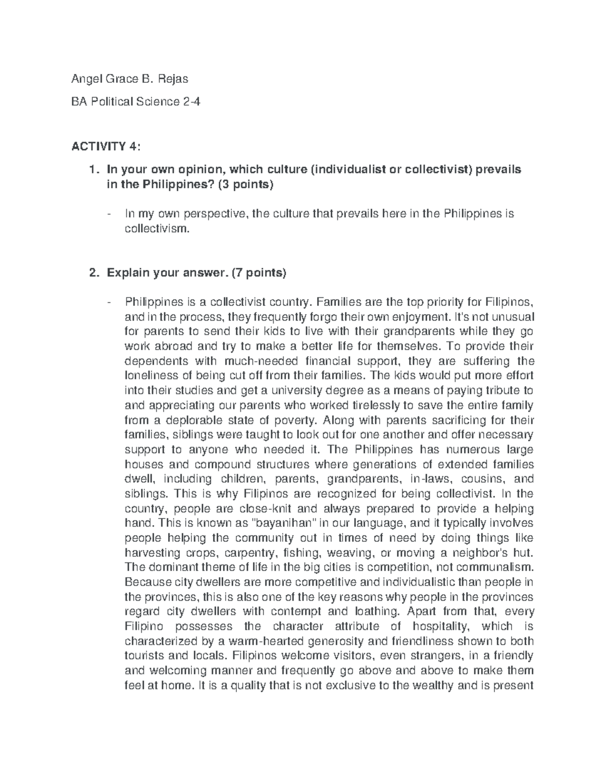 Rejas, Angel Grace B. - Activity 4 - Angel Grace B. Rejas BA Political ...
