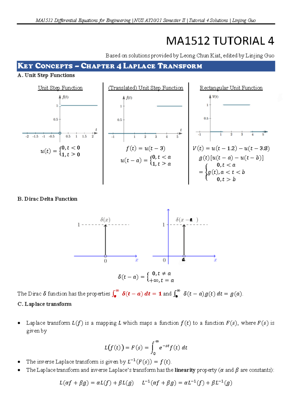 Tutorial note 4 of MA1512 - MA1512 TUTORIAL 4 Based on solutions ...