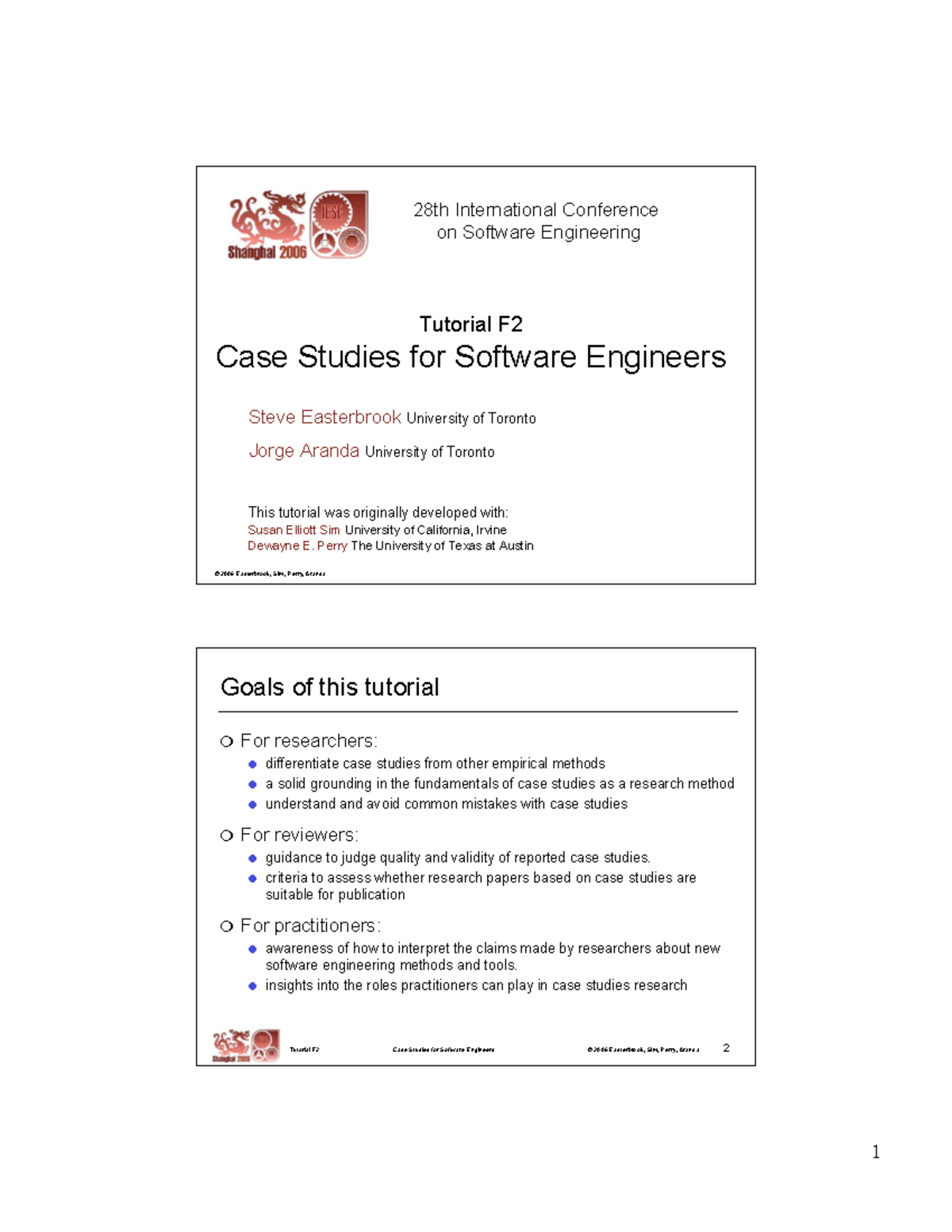 Case study tutorial slides - 28th International Conference on Software Engineering © 2006 - Studocu