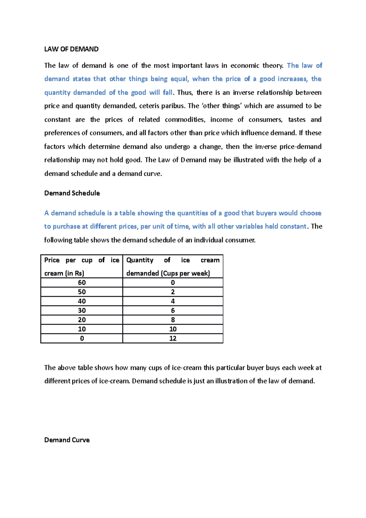 Law of Demand,Rationale and Exceptions - LAW OF DEMAND The law of ...