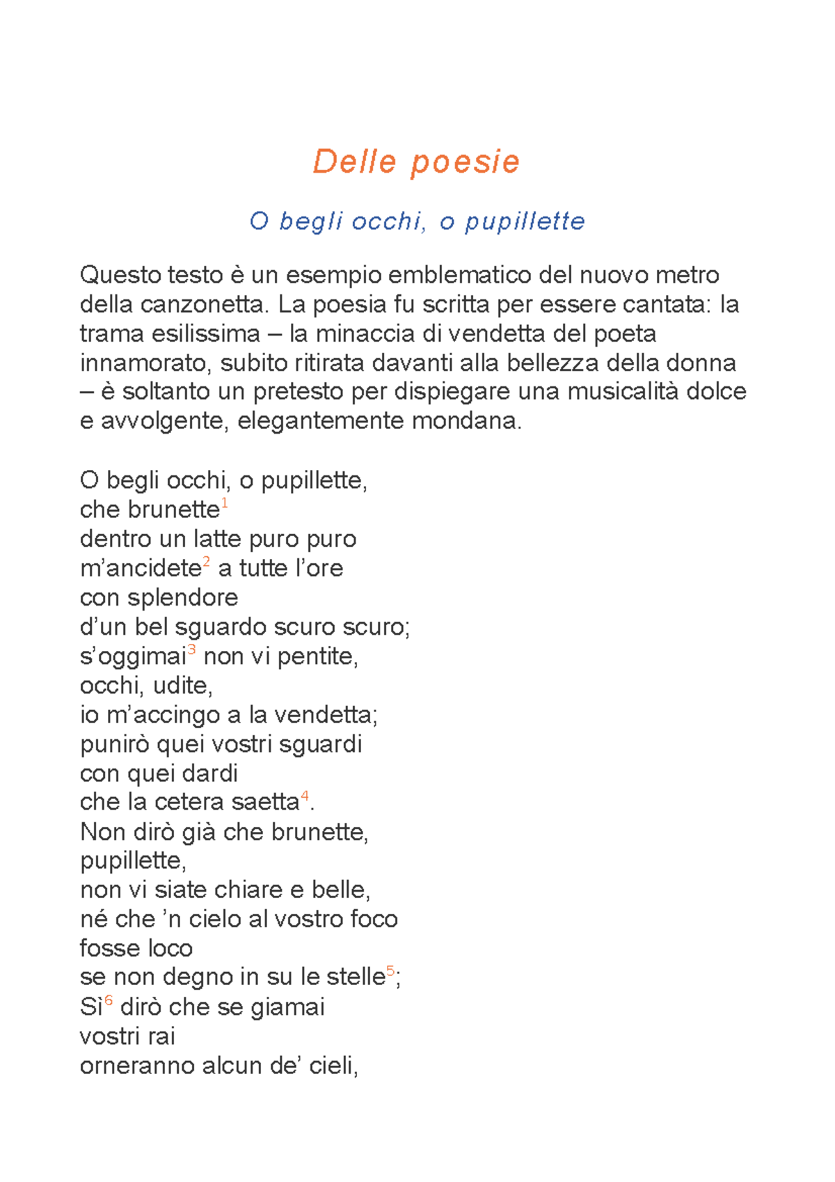 Chiabrera - O begli occhi, o pupillette - Delle poesie O begli occhi, o ...