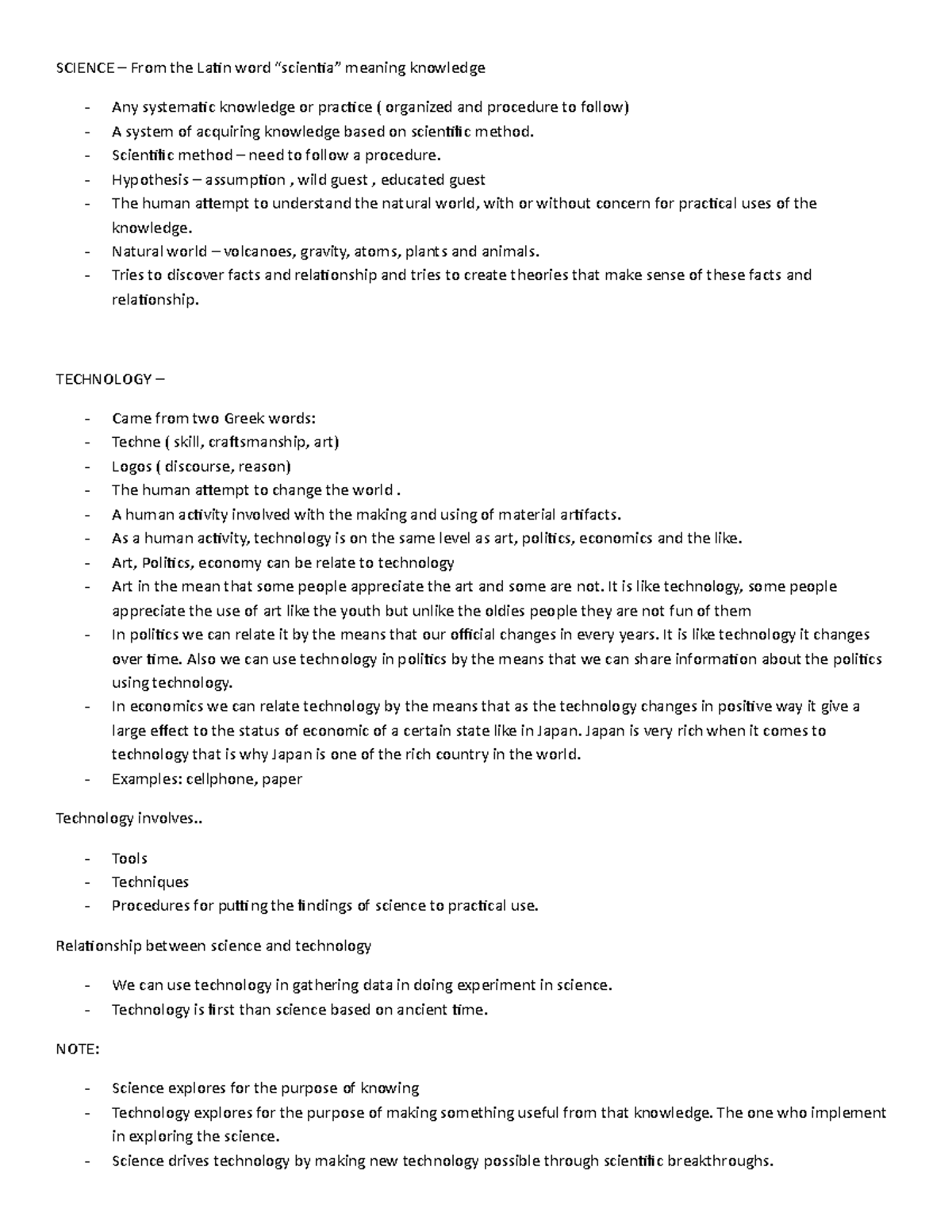 STS (L1) - lecture - SCIENCE – From the Latin word “scientia” meaning ...