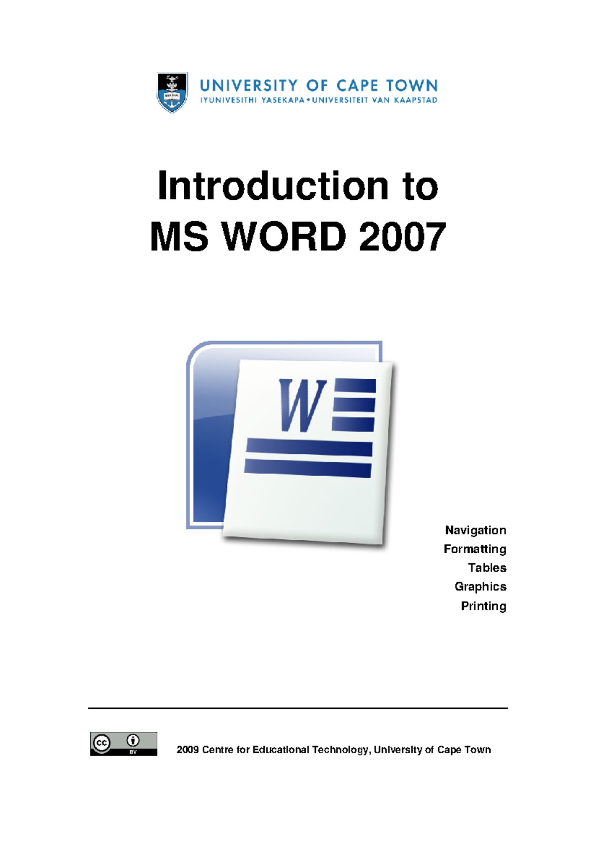 CET MS Word 2007 Training Manual v1 - Introduction to MS WORD 2007 ...