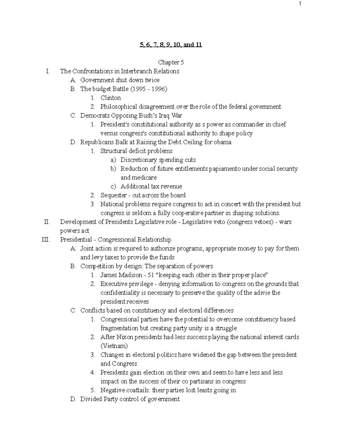 AP - outline - 5, 6, 7, 8, 9, 10, and 11 Chapter 5 I. The ...