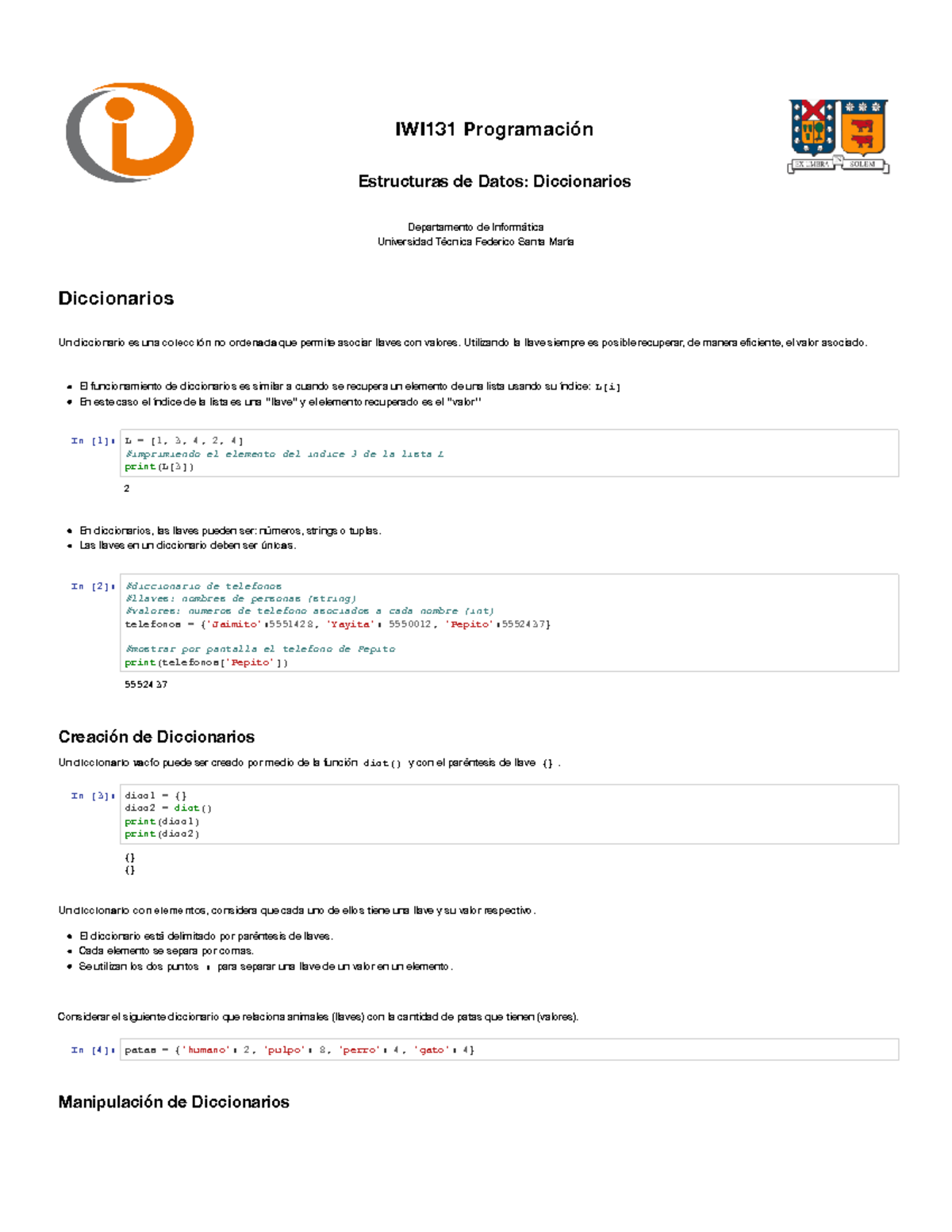 Materia Diccionario Python Warning Tt Invalid Function Id 11 Iwi131 Programación