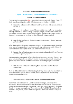 Chapter 2 Paper Research - NURS4318 Nurses as Research Consumer Chapter ...