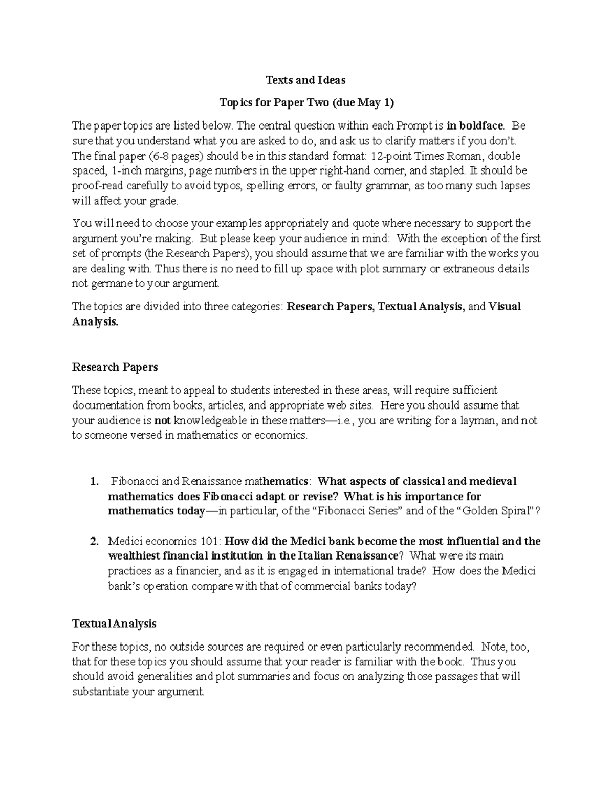 Texts and Ideas 2019-Paper 2 Topics - Texts and Ideas Topics for Paper ...
