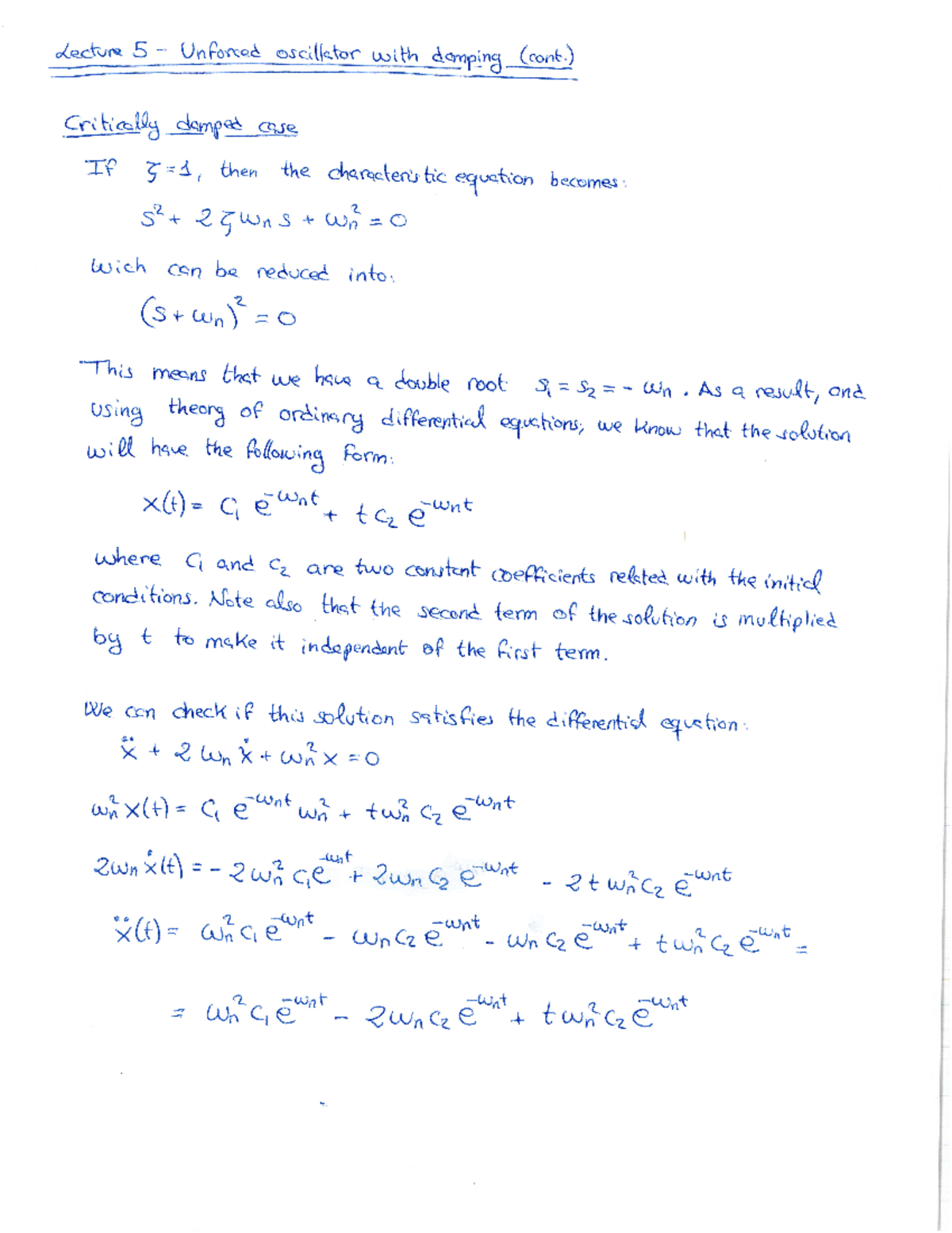 Lecture 5 - Oscillator with damping (cont) - AAE 34000 - Studocu