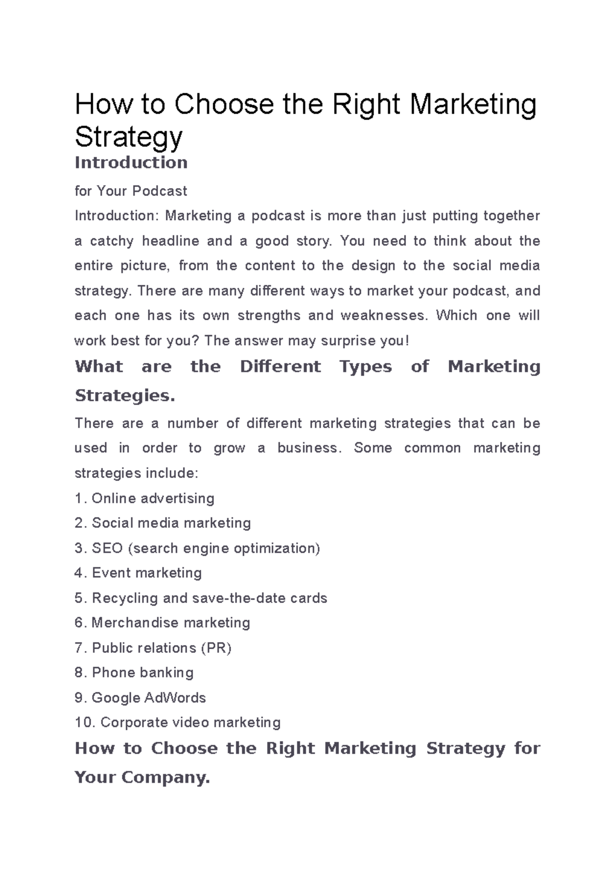 How to Choose the Right Marketing Strategy - How to Choose the Right ...