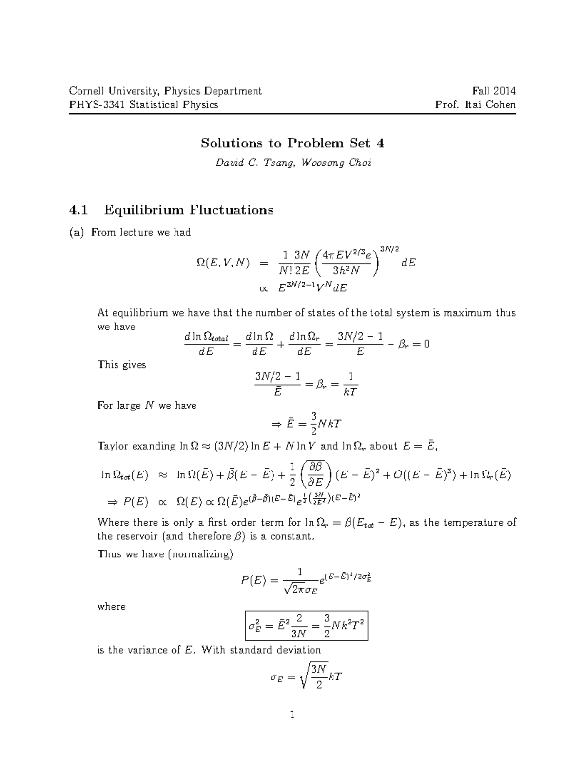 Seminar assignments - Problem set 4 solutions - Cornell University ...