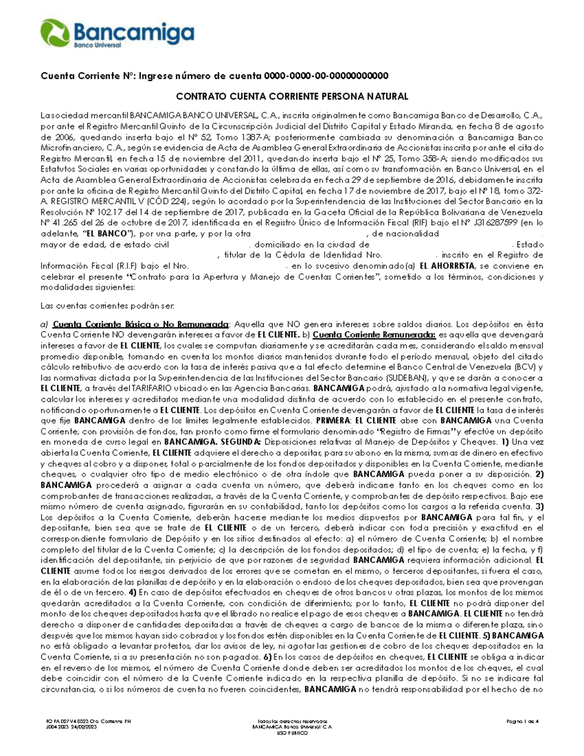 FO.PA .027 - Contrato legal entre entidad bancaria y cliente - FO.PA ...