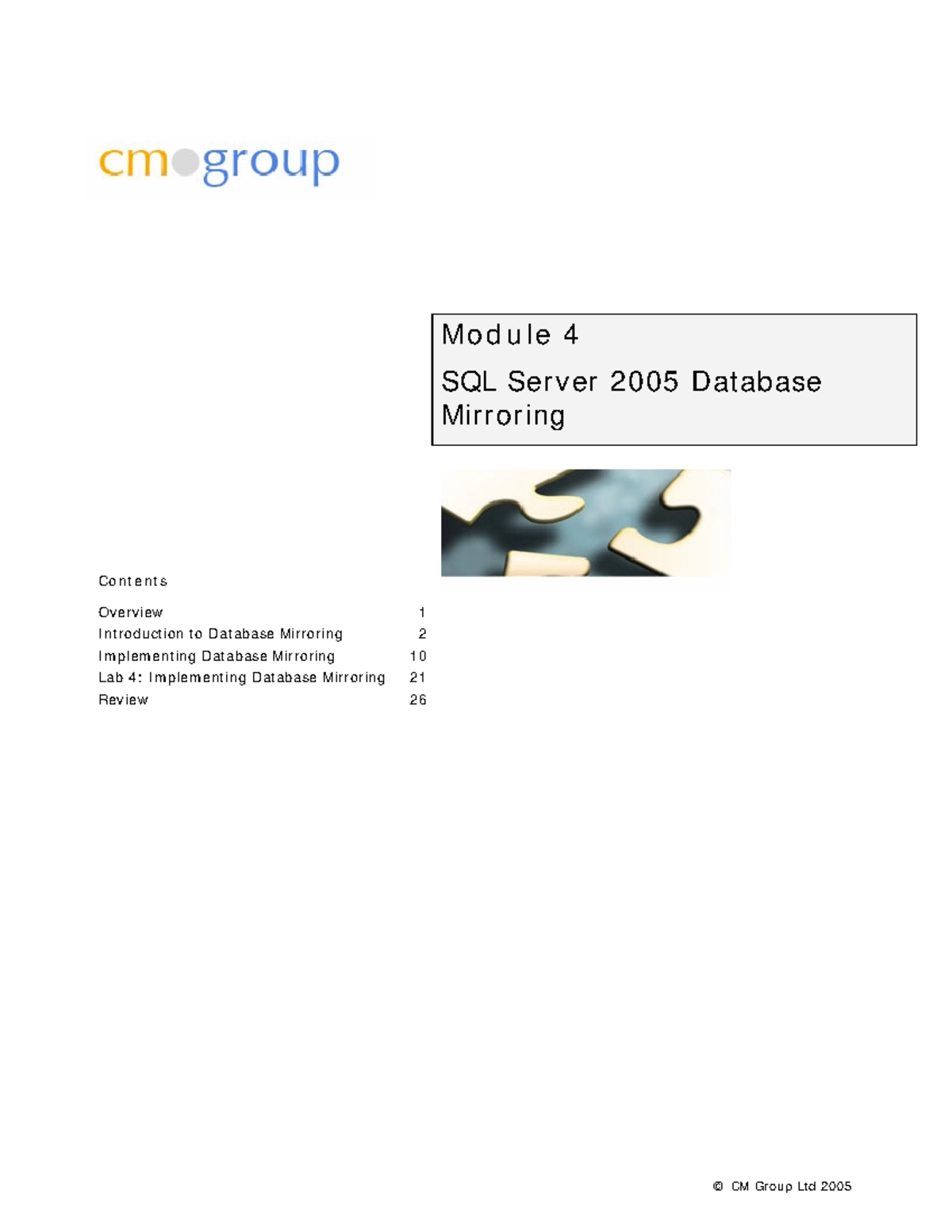Mirroring In Sqlserver 2005 Contents Overview 1 Introduction To