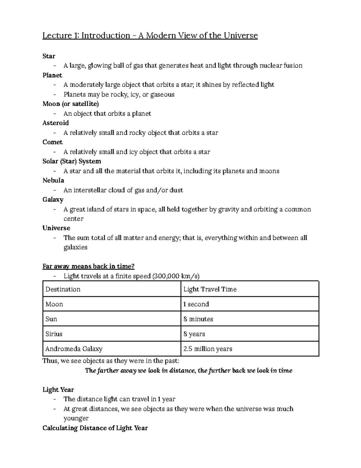 Astronomy Notes - Lecture 1 Introduction - A Modern View of the ...