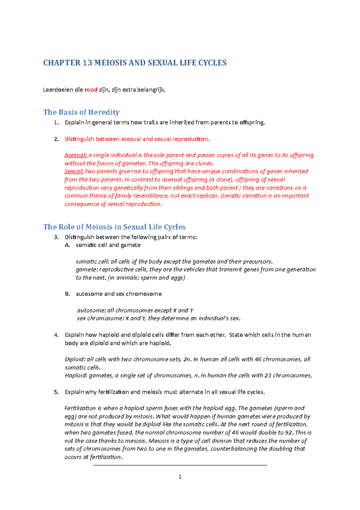 Summary Chapter 13 & 14: Book "Biology a Global Approach with ...