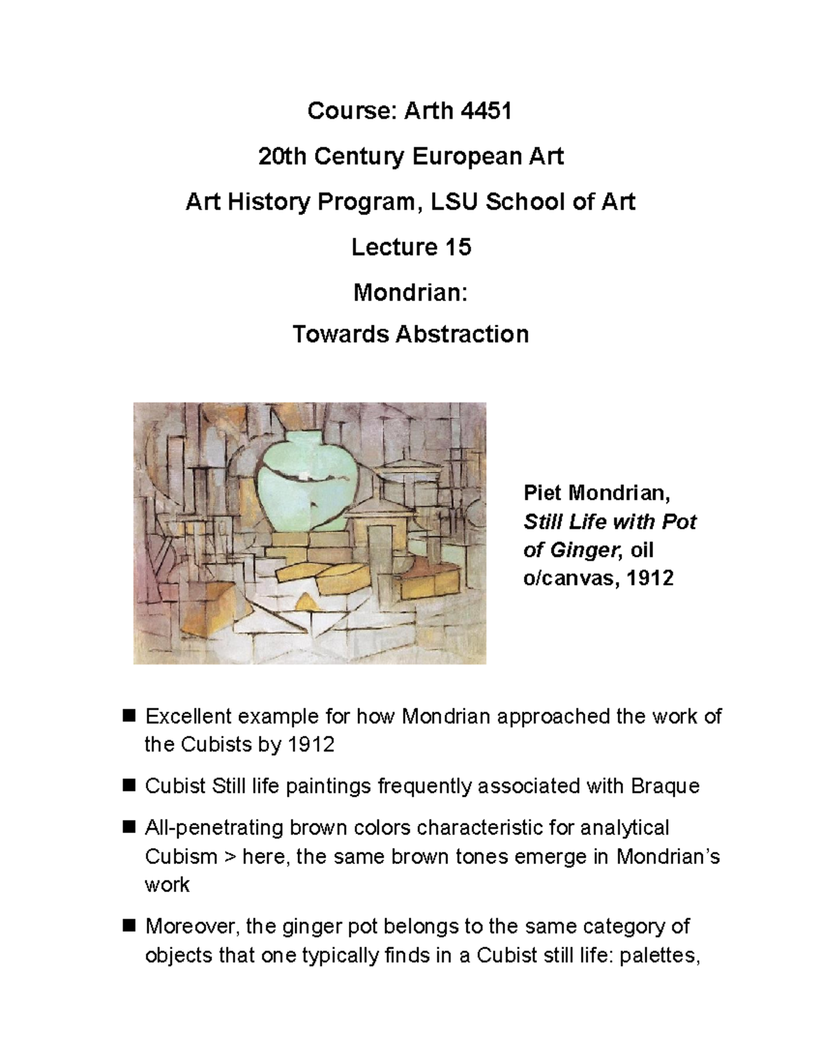 Realization of Abstraction - Course: Arth 4451 20th Century European ...
