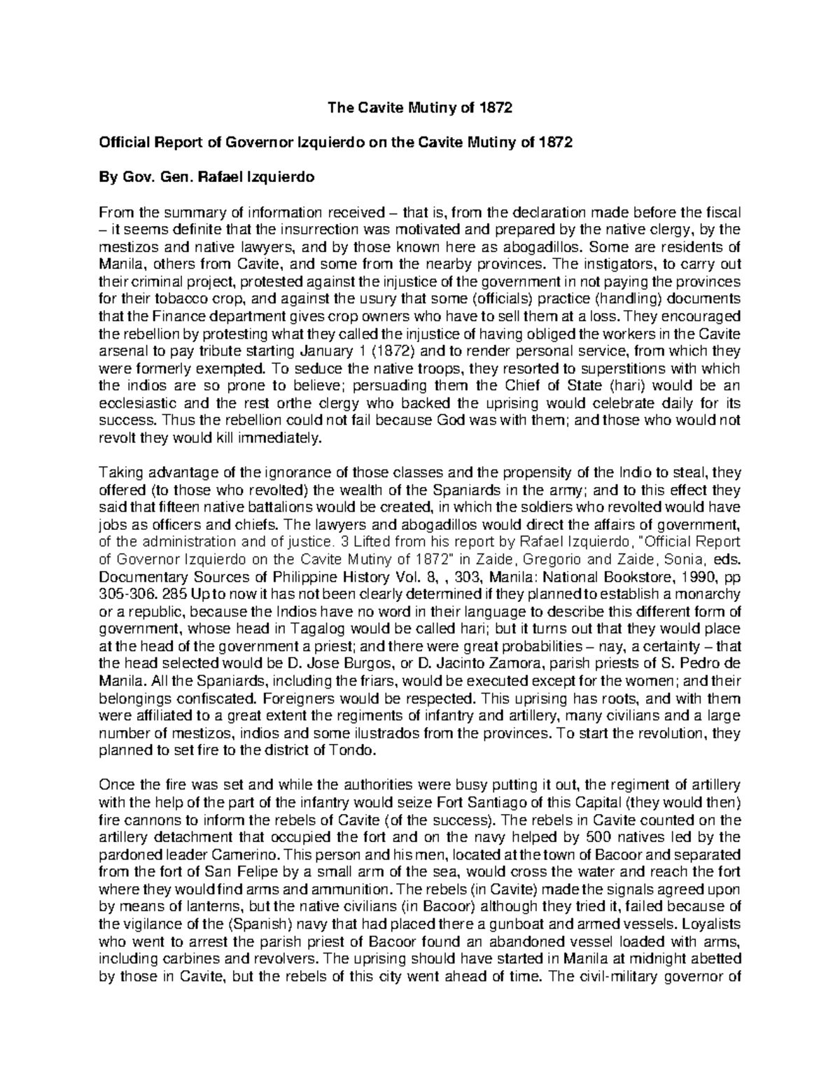 Additional Readings on the Cavite Mutiny of 1872 - The Cavite Mutiny of ...