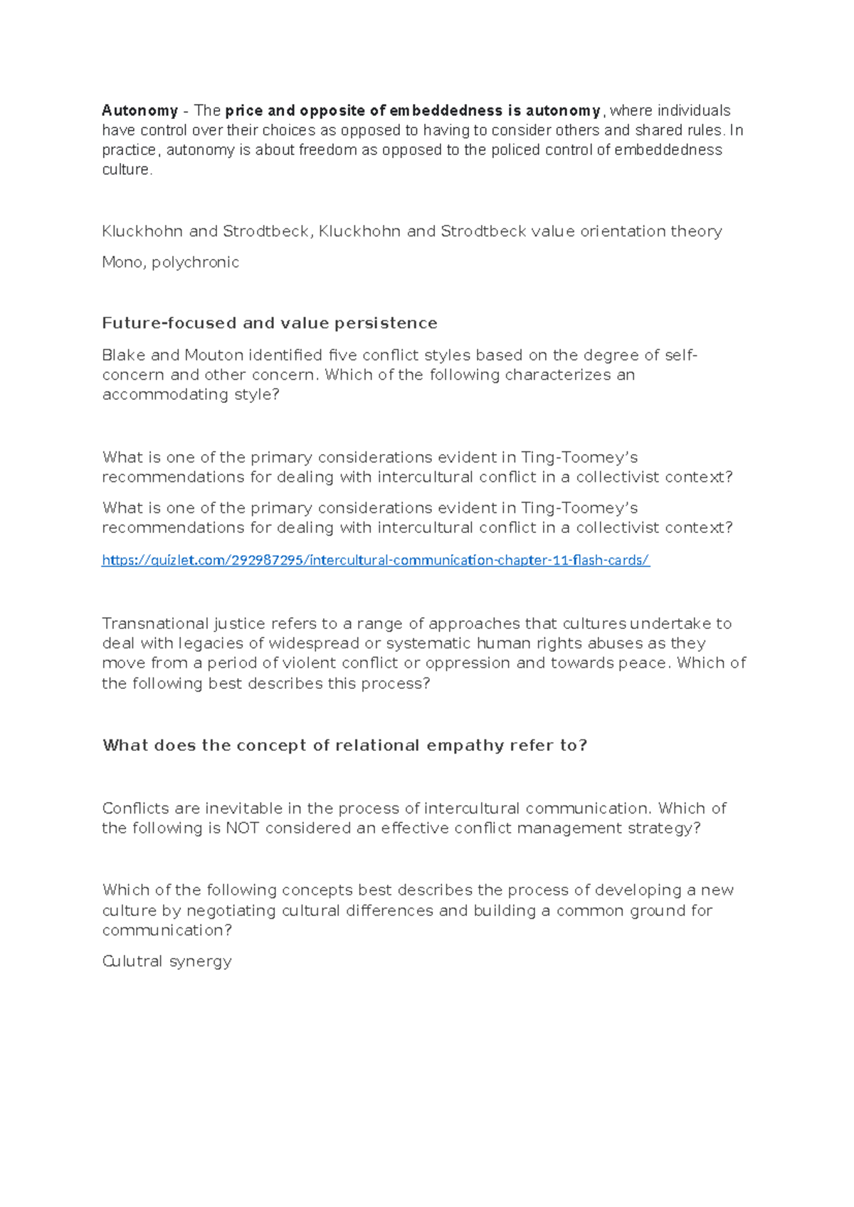 PROV- övningsfrågor - övning - Autonomy - The price and opposite of ...