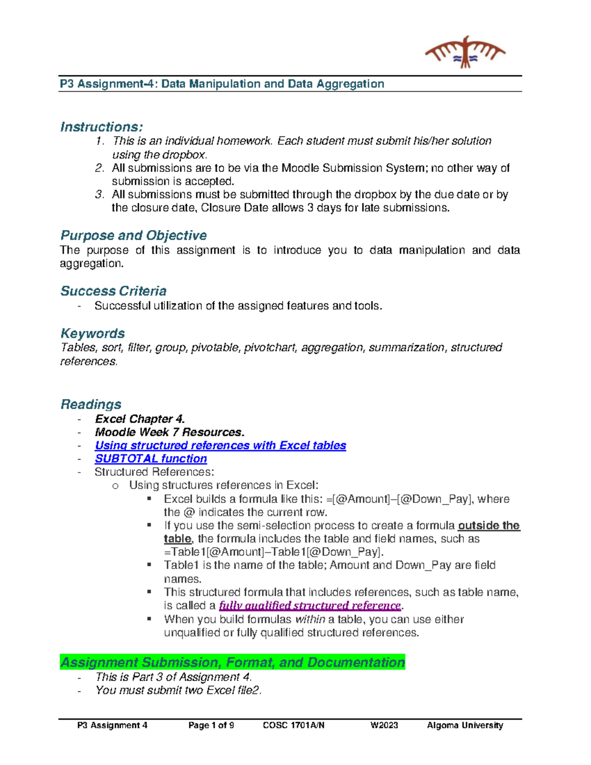 COSC 1701 Computer Applications, W23, Assignment-4 Part-3 v2 - P3 Assignment-4: Data ...