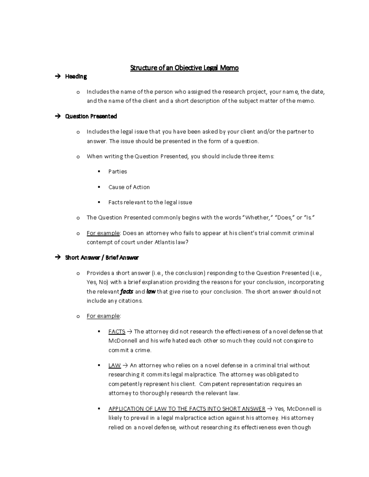How to Write an Objective Legal Memo - Structure of an Objective Legal ...