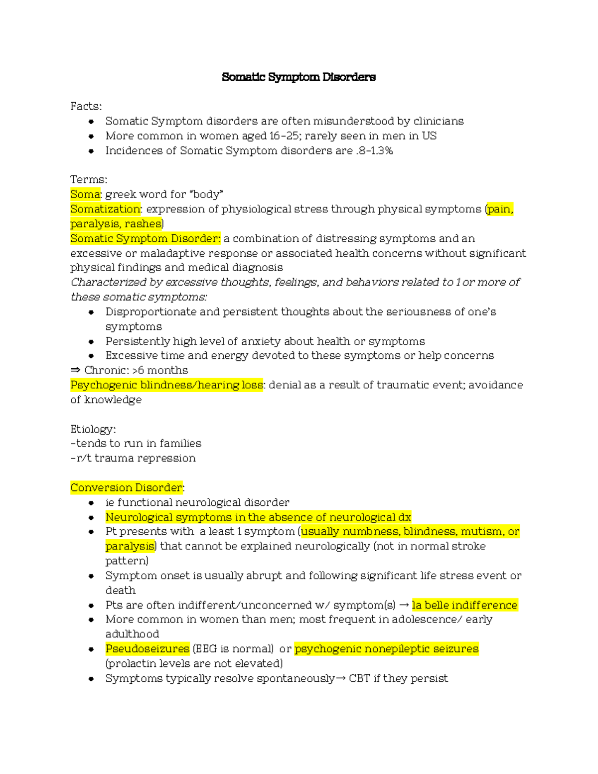Chapter 17 Somatic Symptom Disorders - Somatic Symptom Disorders Facts ...