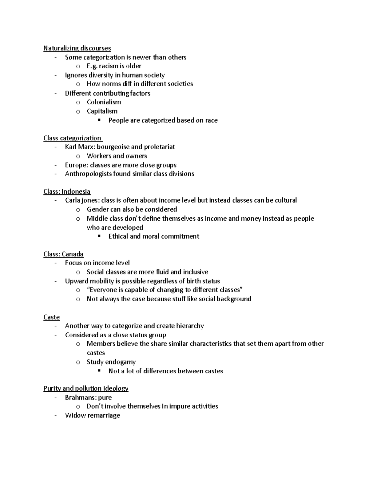 Anthro Lecture 2 week 4 - Naturalizing discourses - Some categorization ...