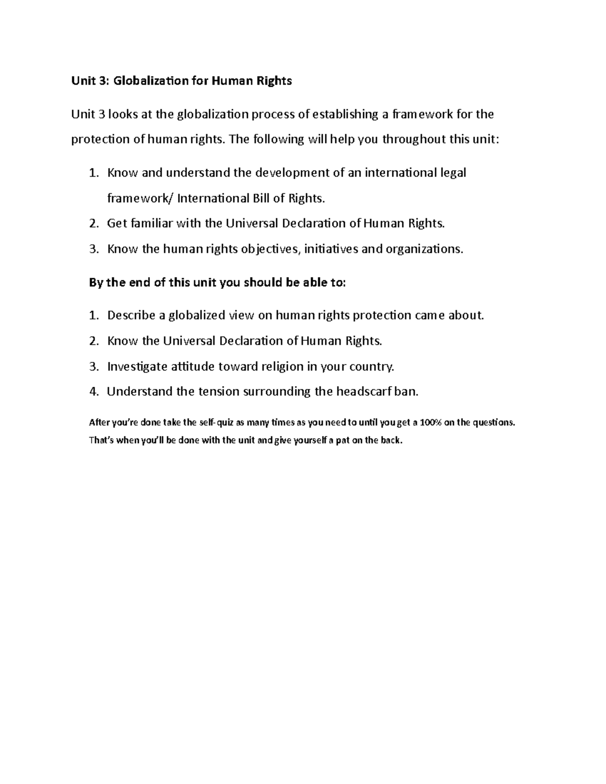 UNIT 3 POLS1503 Study Guide - Unit 3: Globalization for Human Rights ...