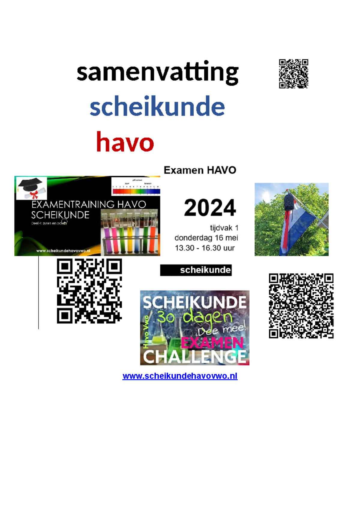 Examentraining scheikunde HAVO 2024 theorie - samenvatting scheikunde havo Samenvatting ...