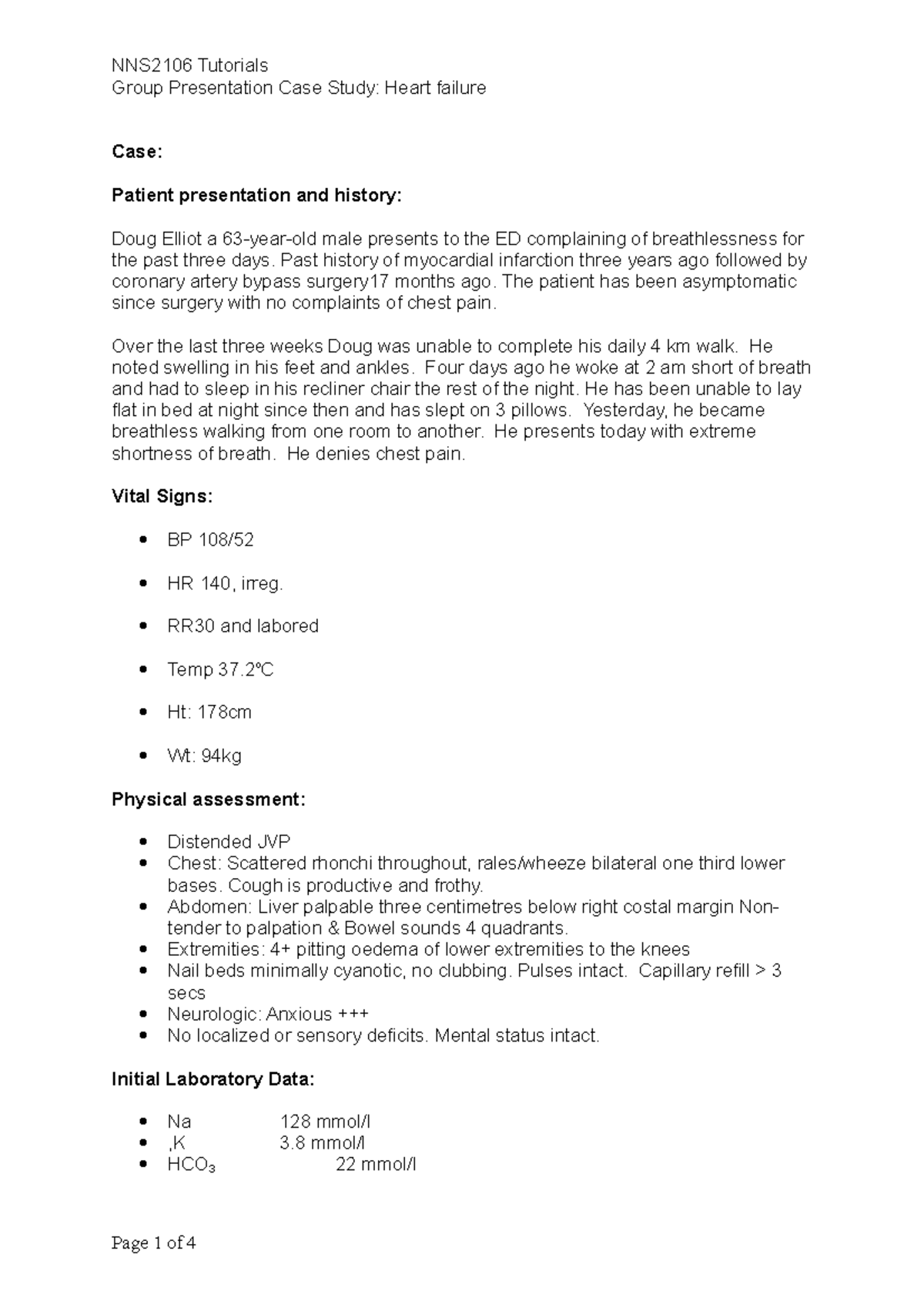 Tutorial work - Week 4 Heart Failure - Presentation: Answers - Group ...