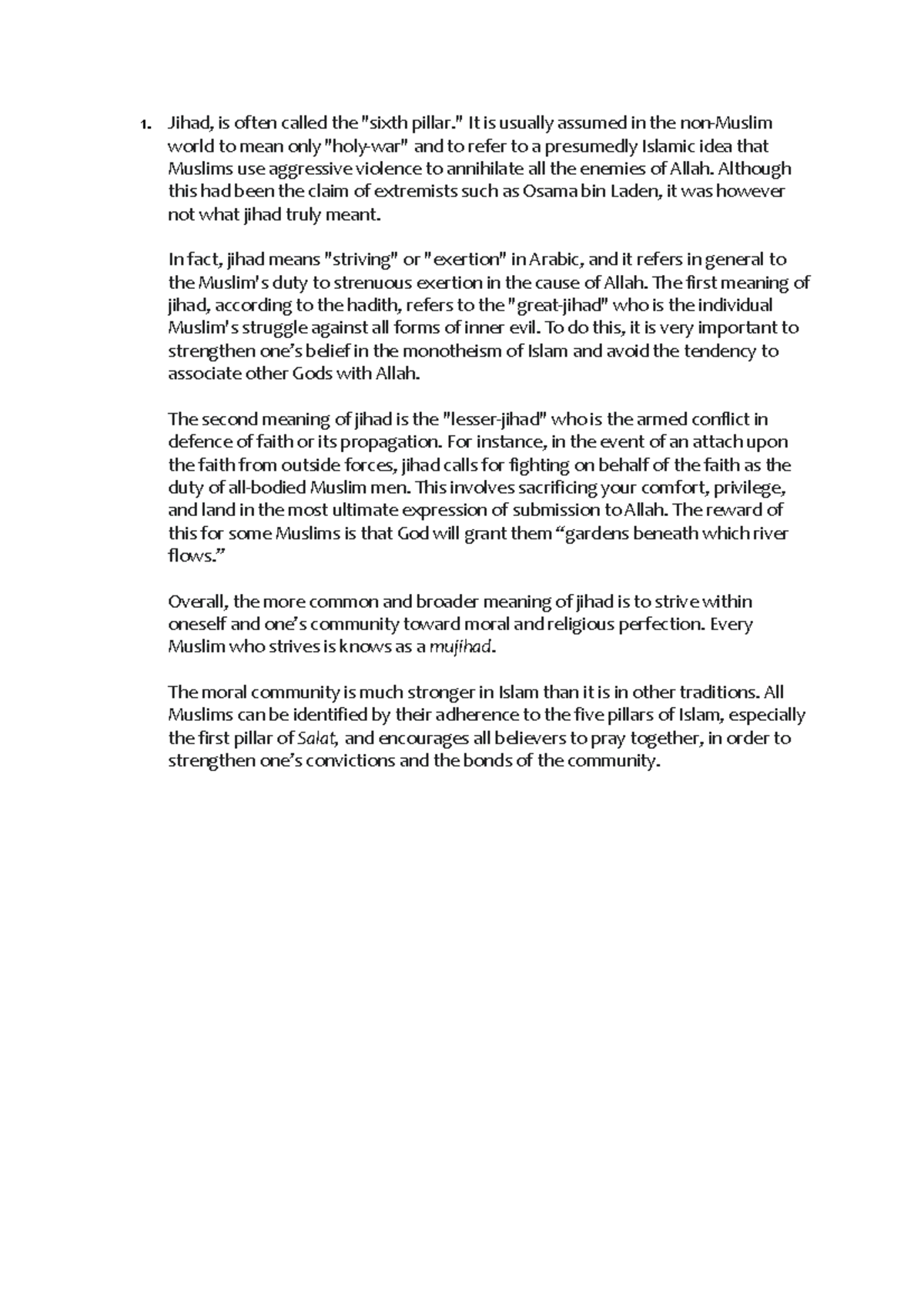 Jihad- 2 - sample test questions and answers - Jihad, is often called ...