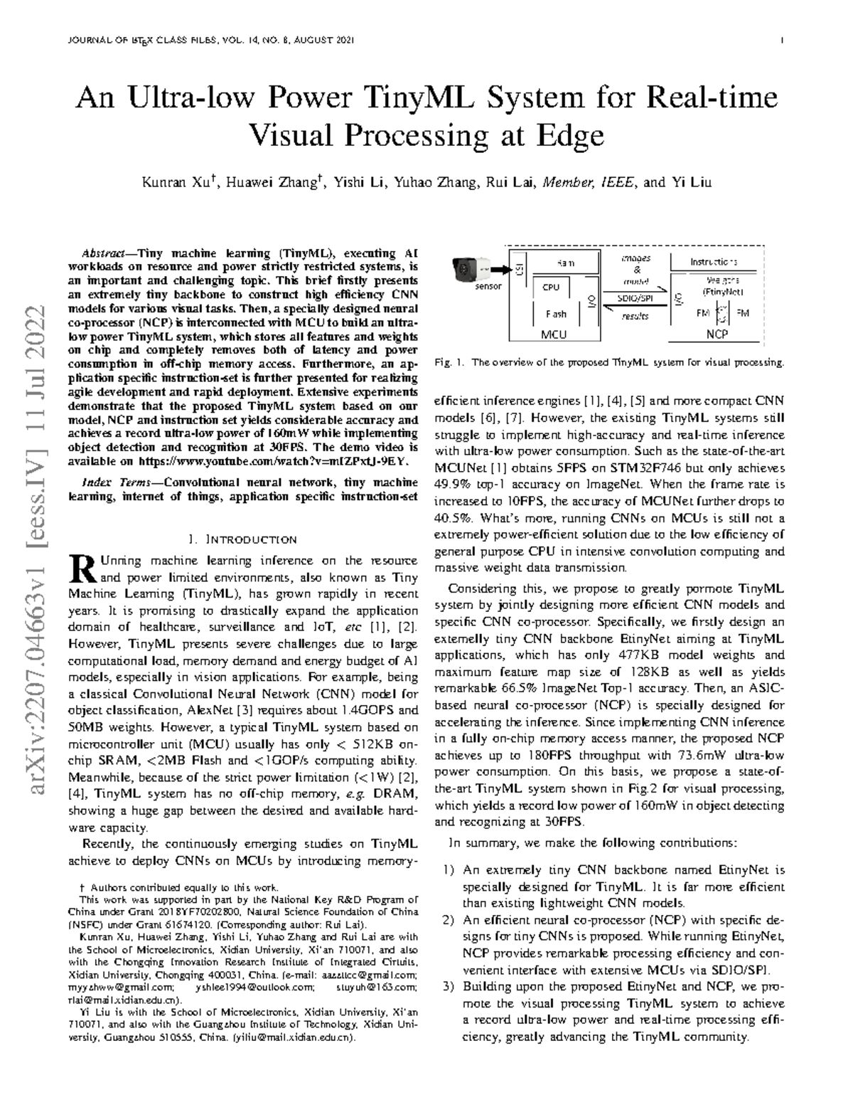 2207 - fdgfd - An Ultra-low Power TinyML System for Real-time Visual Processing at Edge Kunran ...