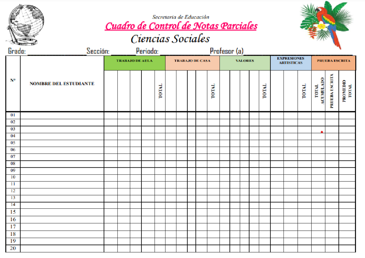 Cuadro de control de notas - Studocu