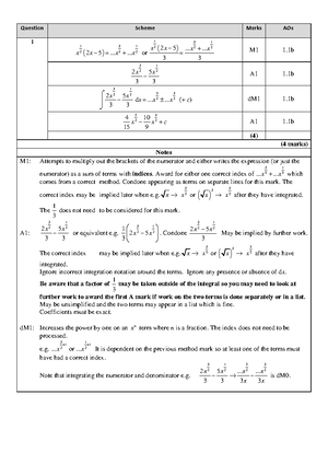 A level Core Pure Mathematics 1 June 2023 pdf MS - Mark Scheme Results Summer 2023 Pearson ...