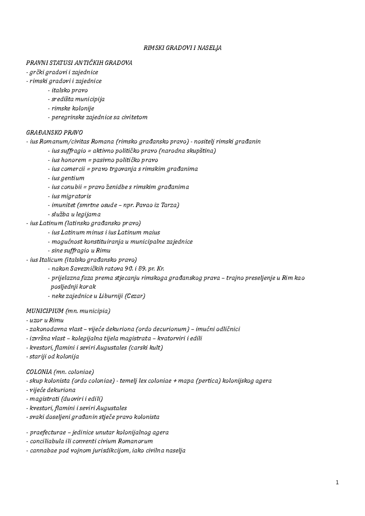 4. Rimski gradovi i naselja - RIMSKI GRADOVI I NASELJA PRAVNI STATUSI ...