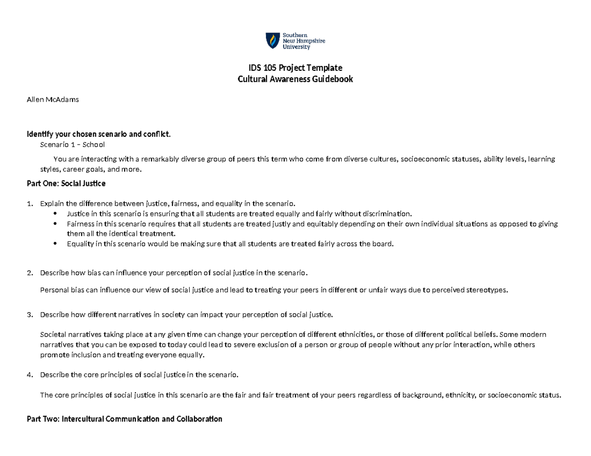 IDS 105 Project - IDS 105 Project Template Cultural Awareness Guidebook ...