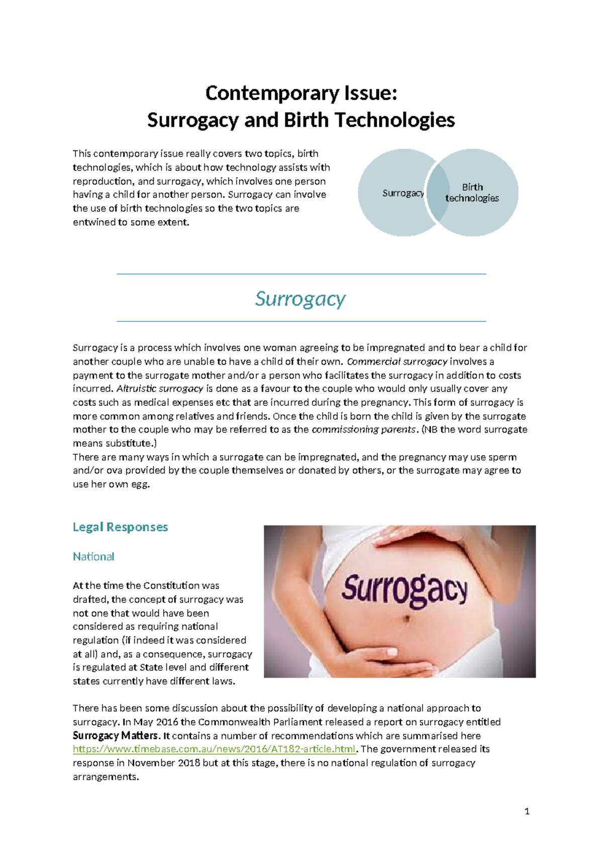 Surrogacy and Birth Technologies - Contemporary Issue: Surrogacy and ...