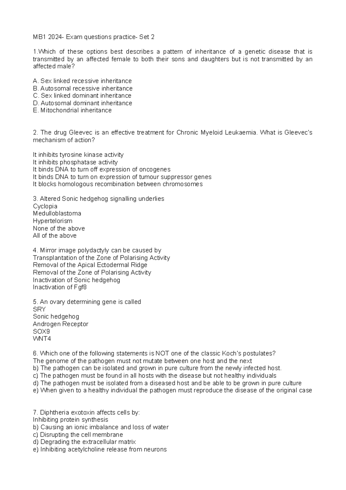 MB1 practice exam questions Set 2 - MB1 2024- Exam questions practice ...