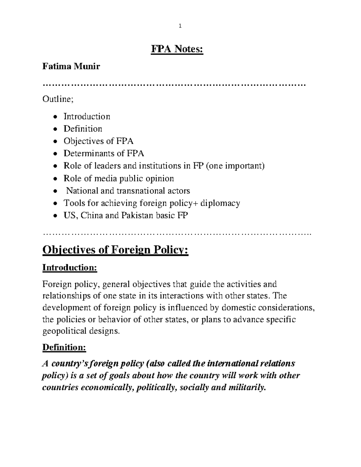 FPA👹-Notes - notes for the FPA - FPA Notes: Fatima Munir - Studocu