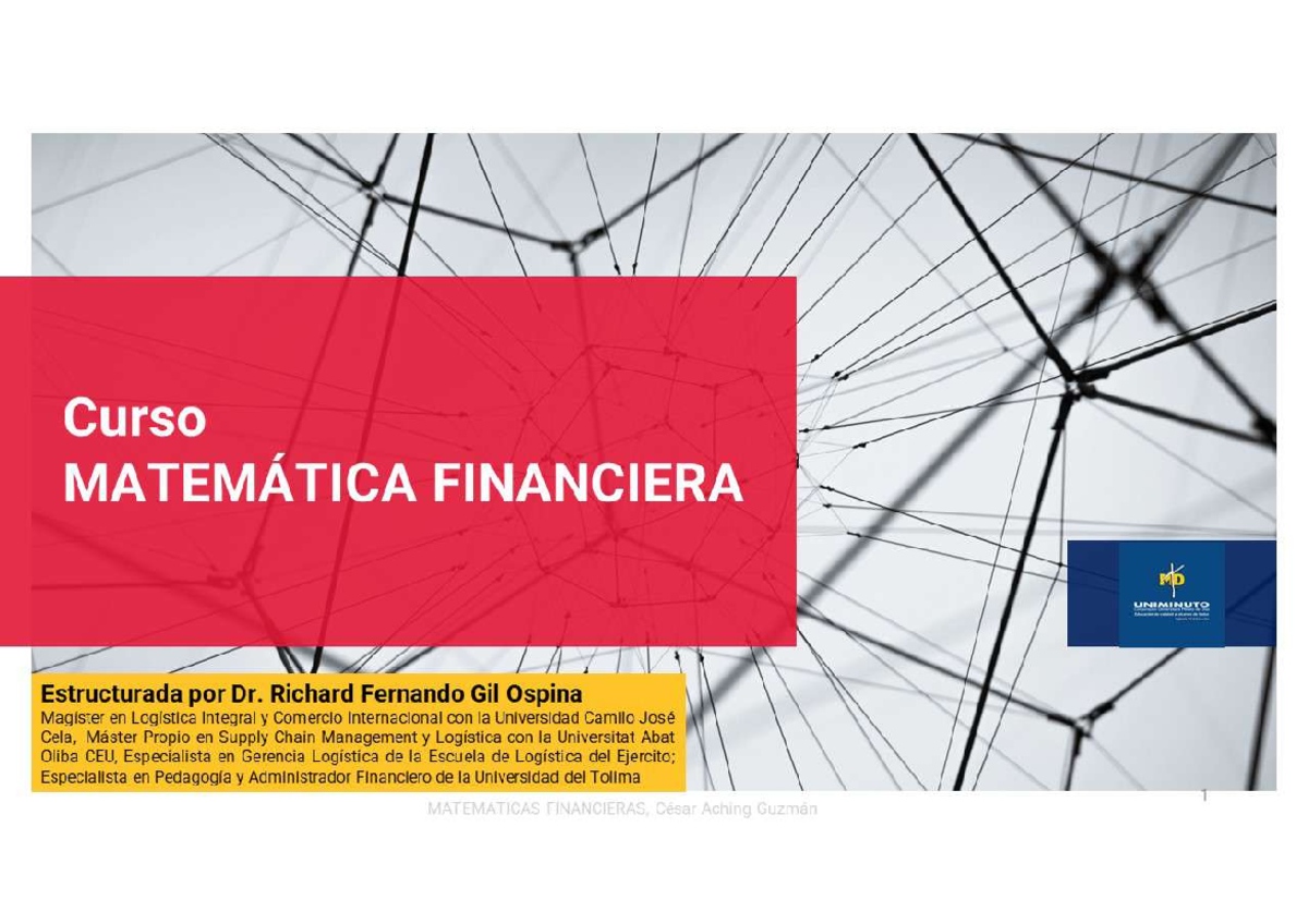 1.Presentación matemática financiera P1 - Matemáticas financieras - Studocu