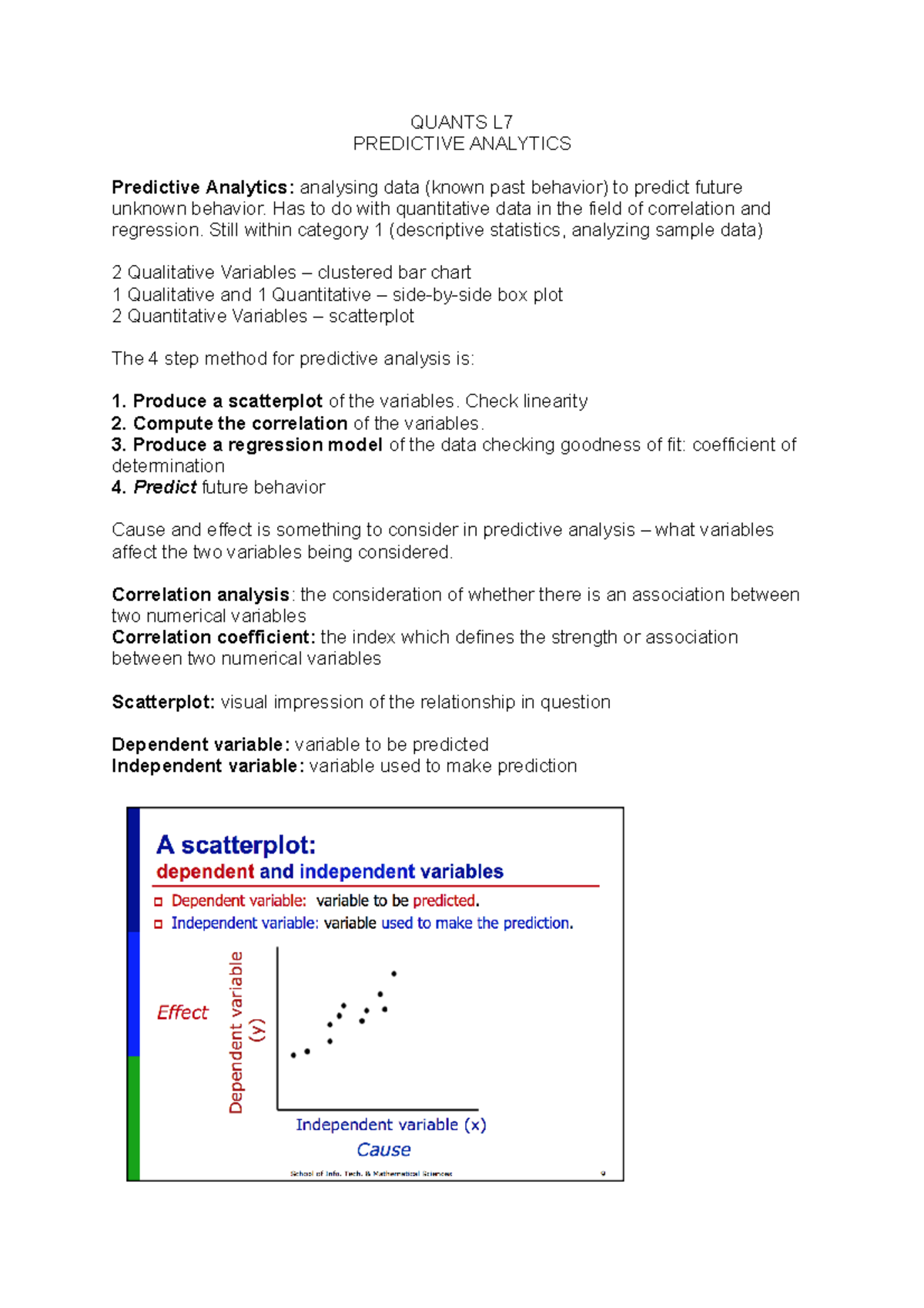 Quants L7 - Lecture notes 7 - QUANTS L7 PREDICTIVE ANALYTICS Predictive ...