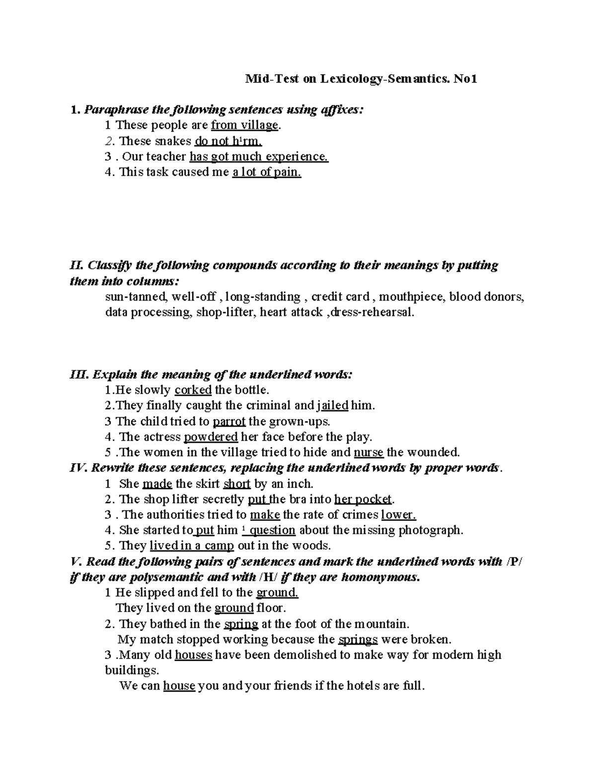 Practice 1 - too hot to - Mid-Test on Lexicology-Semantics. No ...