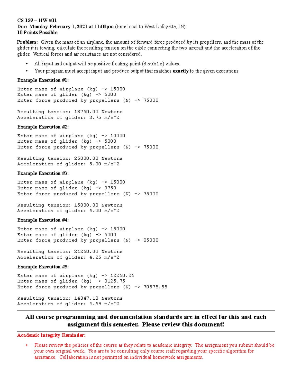 Hw01 - This is one of the weekly homeworks. - CS 159 HW Due: Monday ...