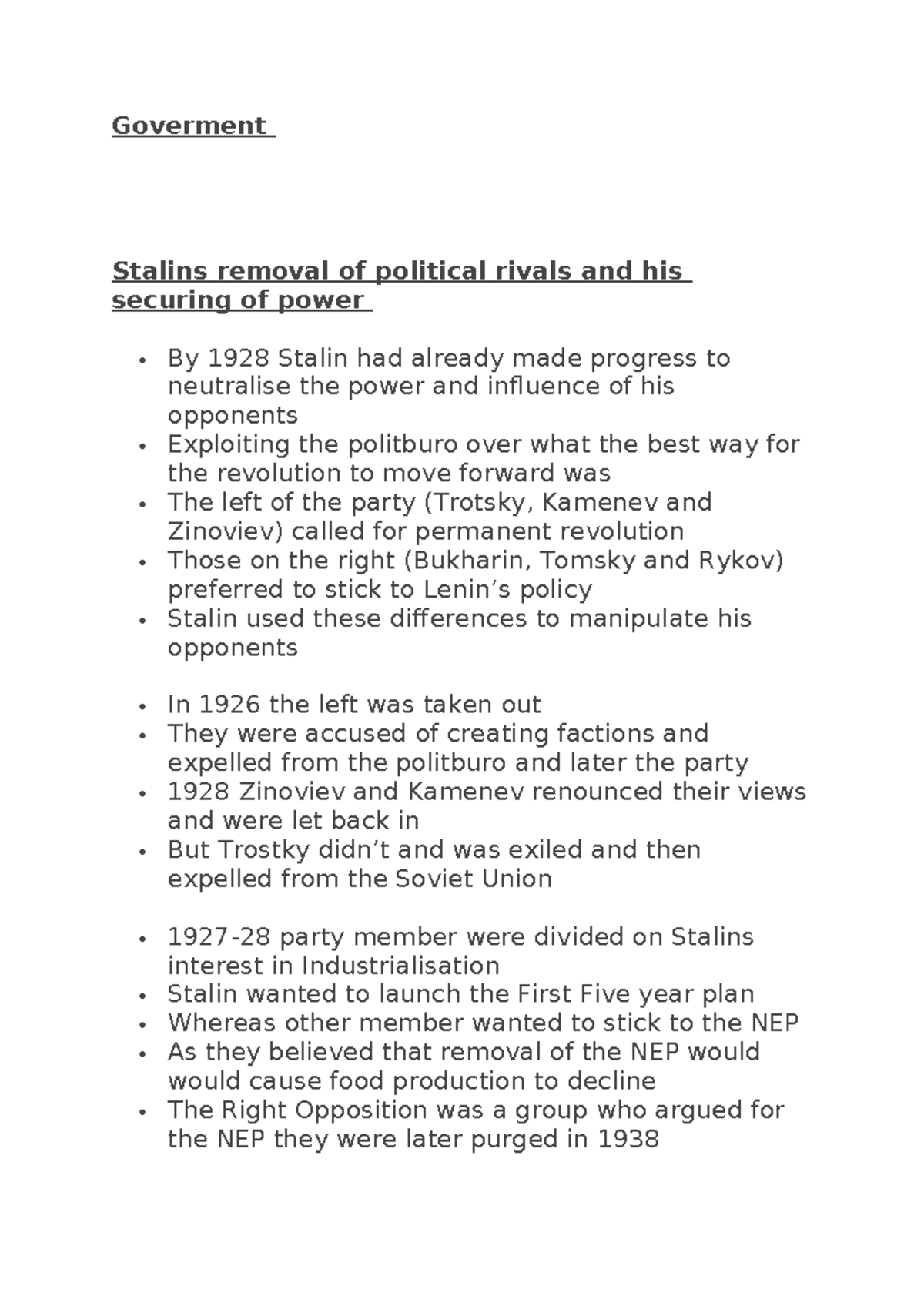 Goverment - Goverment Stalins removal of political rivals and his ...