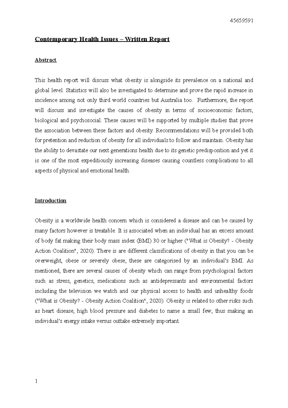 HLTH200 Health Report - Contemporary Health Issues – Written Report ...