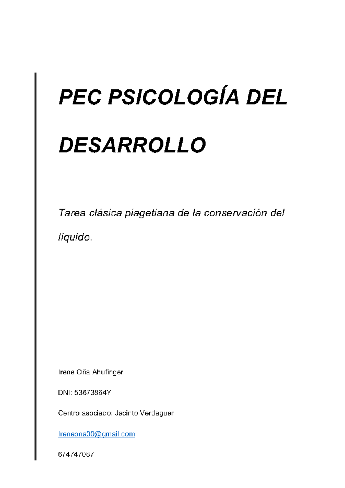 Oña Ahufinger Irene actividad conservación Jacinto Verdaguer - PEC PSICOLOGÍA DEL DESARROLLO ...