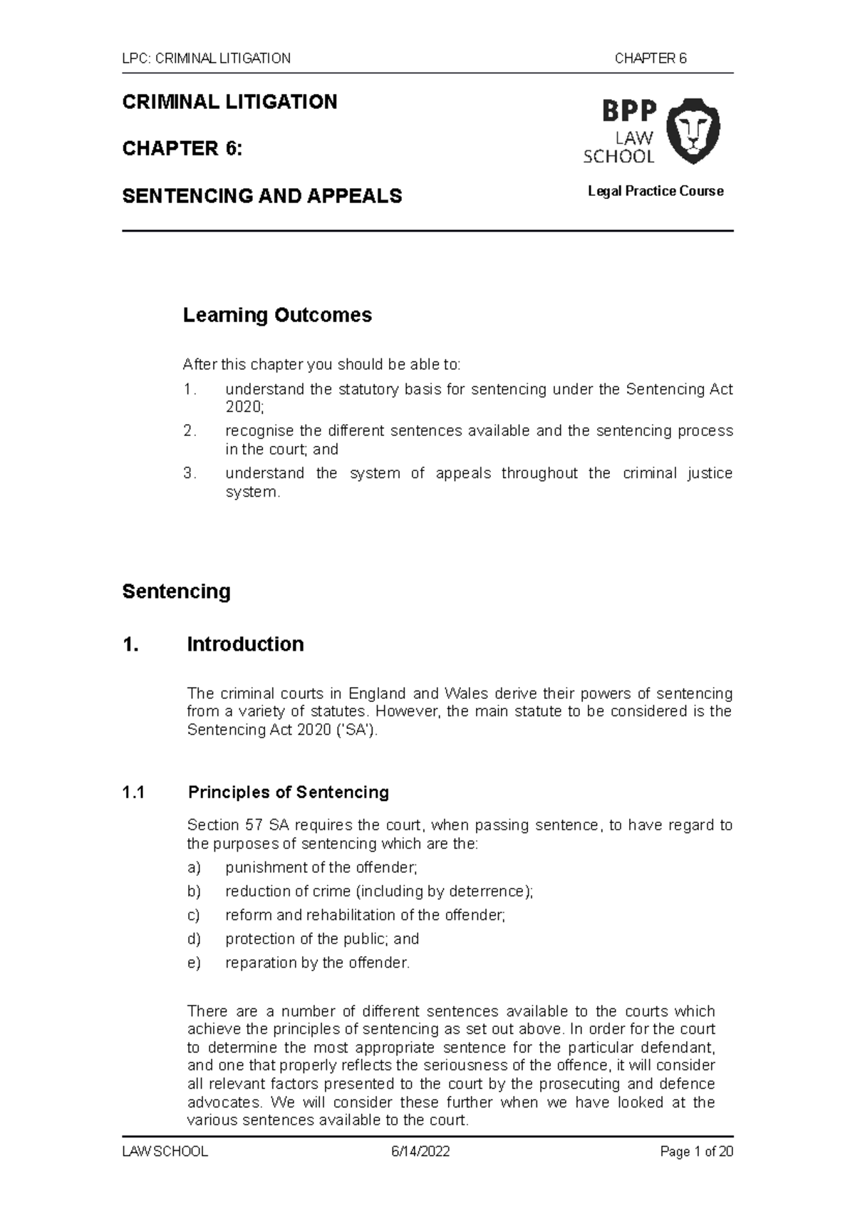 Criminal Litigation Chapter 6 22-23 - LPC: CRIMINAL LITIGATION CHAPTER ...